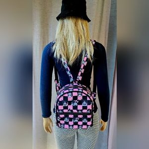 Bags | Kuromi Pink And Black Checkered Mini Backpack | Poshmark
